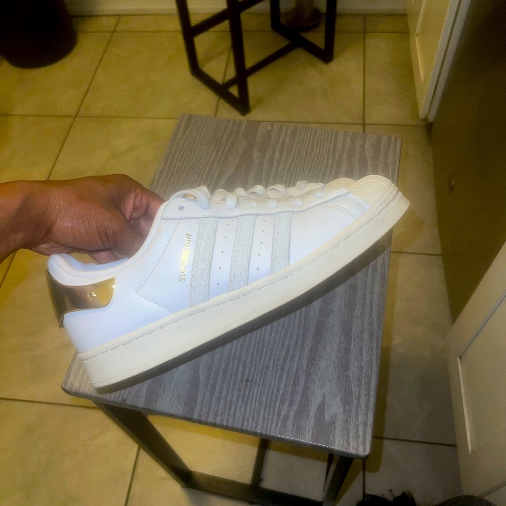 Adidas All White/Off White Classic Shell Toes Wgold P… - Gem